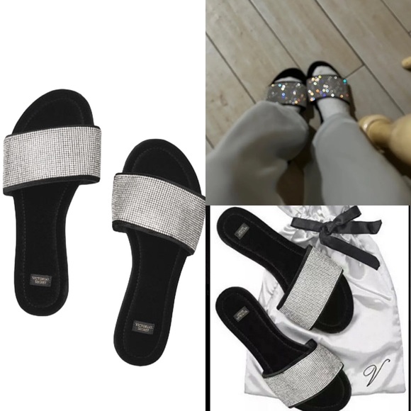 Victoria's Secret | Shoes | Victorias Secret Black Velvet Sparkly ...
